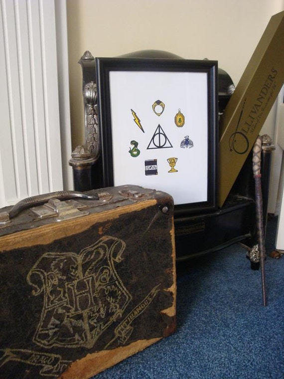 Items similar to Harry Potter Deathly Hallows and Horcruxes Art Print ...