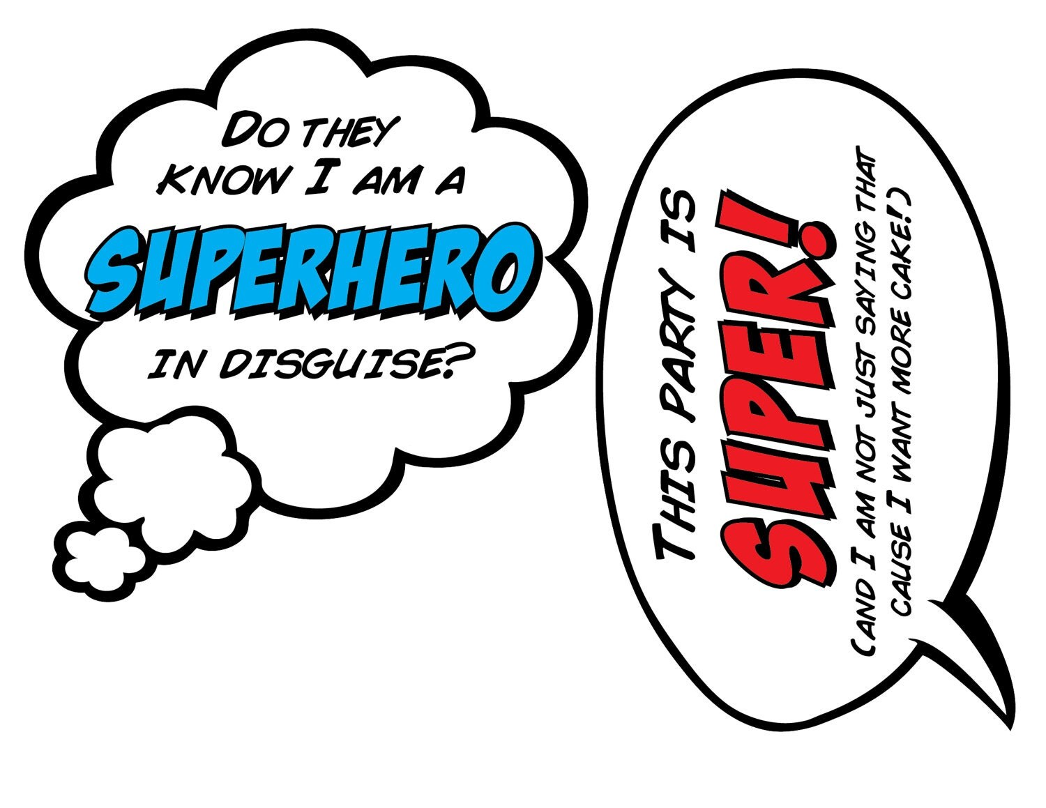 Superhero Speech Bubbles 1/2 page 8 PRINTABLE