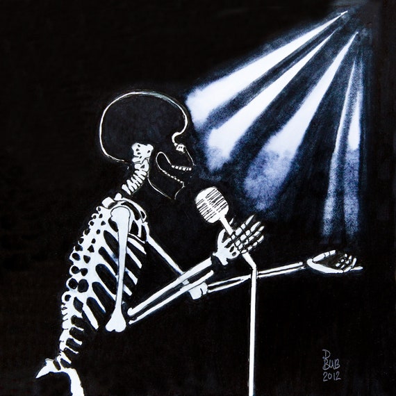 Items similar to Rock Star Skeleton Singing on Etsy