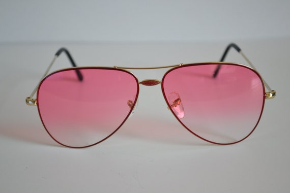 Vintage Rose Pink Tinted Aviator Sunglasses By Vintagesilo On Etsy