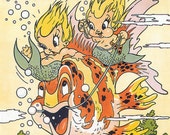 Items similar to Vintage Movie Poster Fridge Magnet Merbabies Mermaid ...