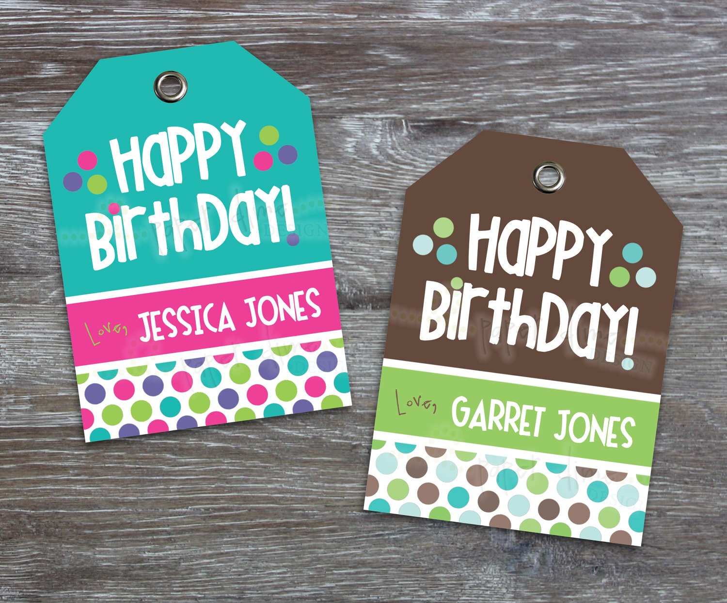 PERSONALIZED CUSTOM Printable Gift Tags Happy Birthday