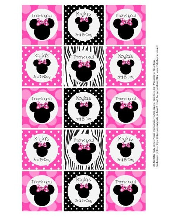 Favor Tags Minnie Mouse DIY Printable Black & Pink