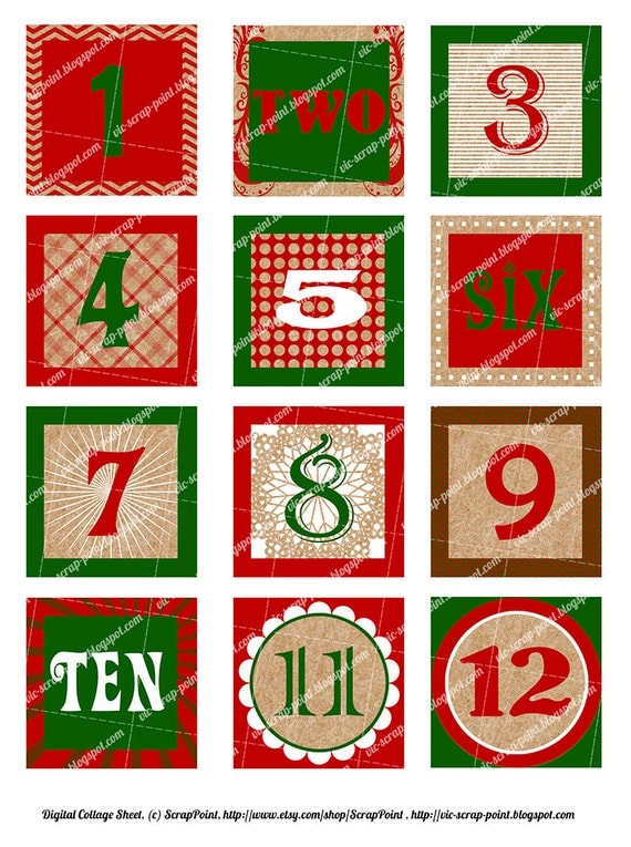Items similar to Printable DECEMBER DAILY NUMBERS (1, 1.5 and 2 inch ...