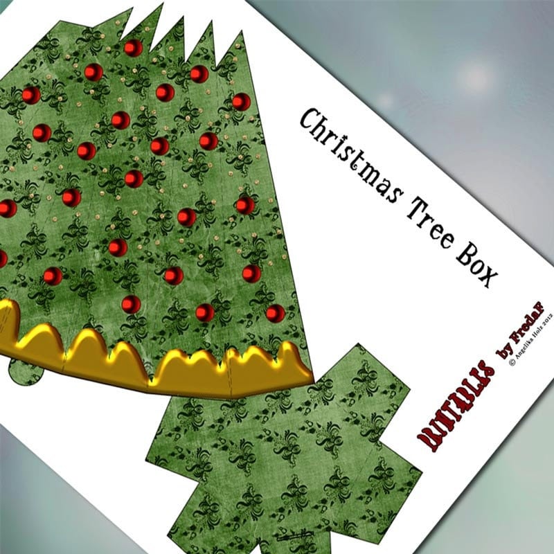 Christmas tree DIY printable gift box fun shape holiday