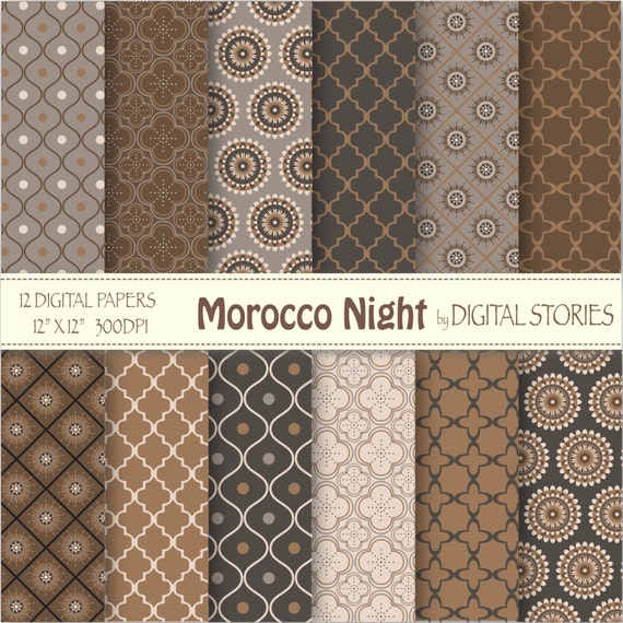 Moroccan Digital Paper: MOROCCO NIGHT Brown Black