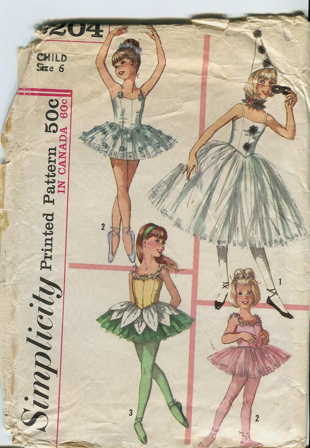Simplicity 6204 Vintage 60s Tutu pattern Ballerina Dance