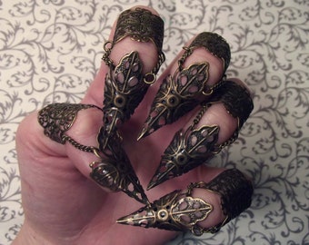 Silver Dragon Claws // Nail Armor // Set of 5
