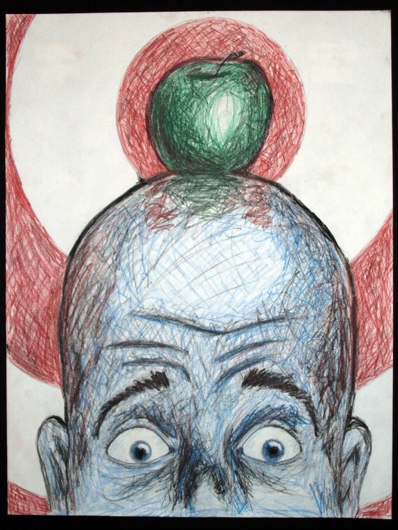 Items similar to Trust Issues- Original Drawing Mixed Media with Color ...