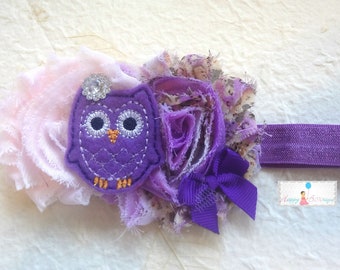 Baby Headband / Purple Floral Owl Girls headband / Purple Owl Girls ...