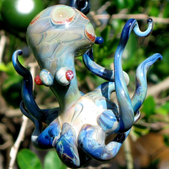 SALE Octopus Ornament Hand Blown Glass by FullBlownGlass on Etsy