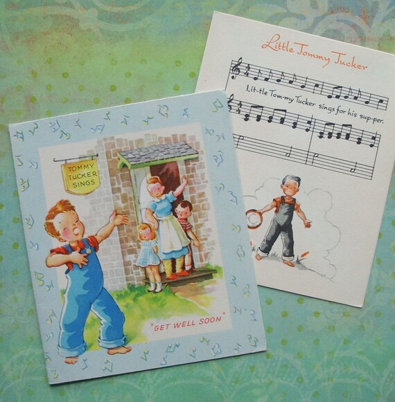 Vintage Little Tommy Tucker Nursery Rhyme Get by TinselandTrinkets