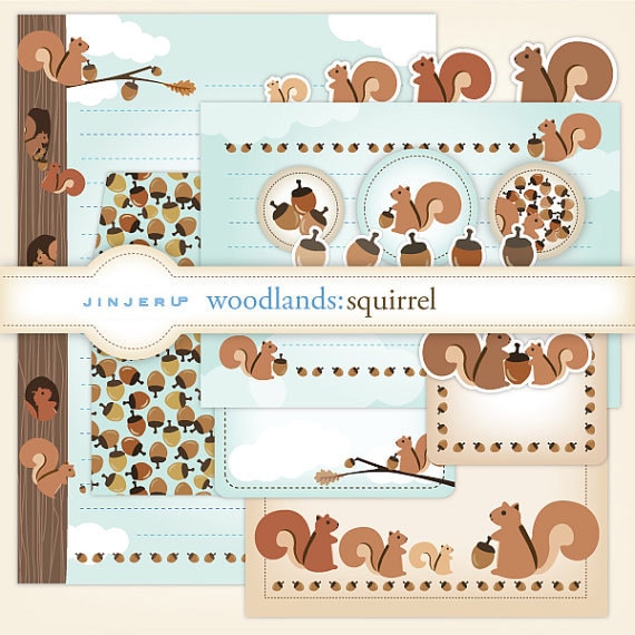 Woodlands Squirrel Stationery Printable PDF