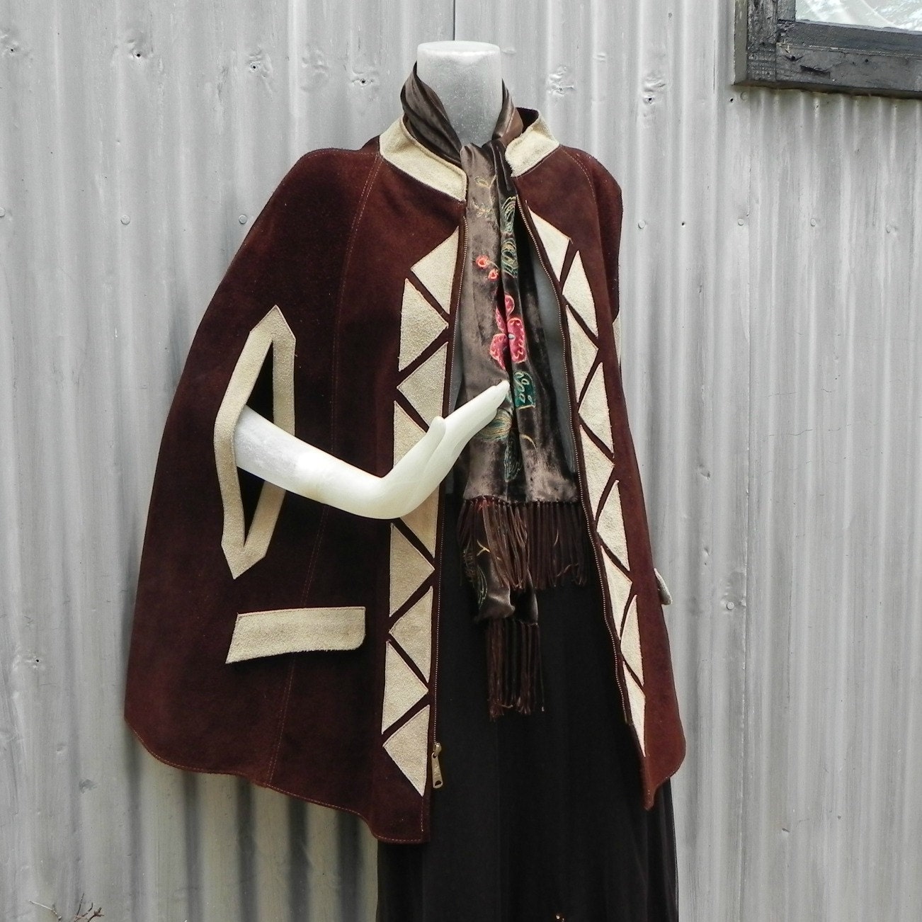 vintage seventies suede cape by suelovesjunk on Etsy