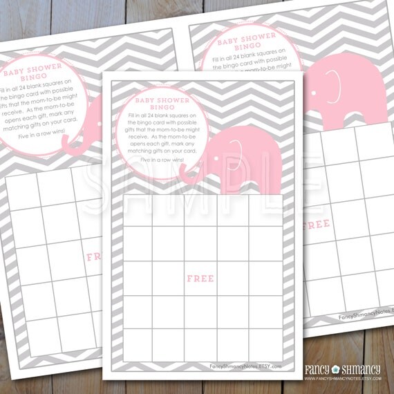 Elephant Baby Shower Bingo Printables