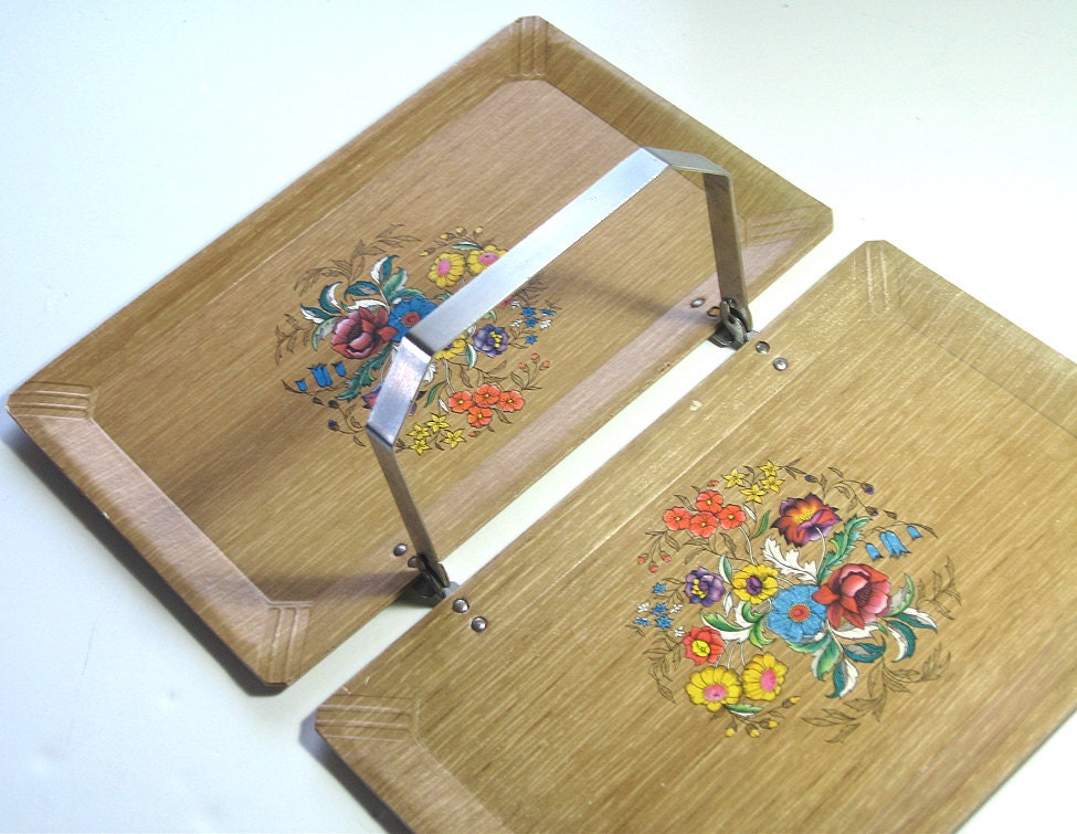 Hasko Folding Tray, Mid Century Serving Tray, Floral Tray, Haskelite ...
