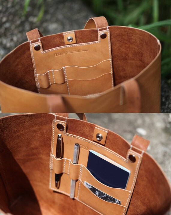 Handmade Leather Tote Bag made to order by LoraynLeather on Etsy