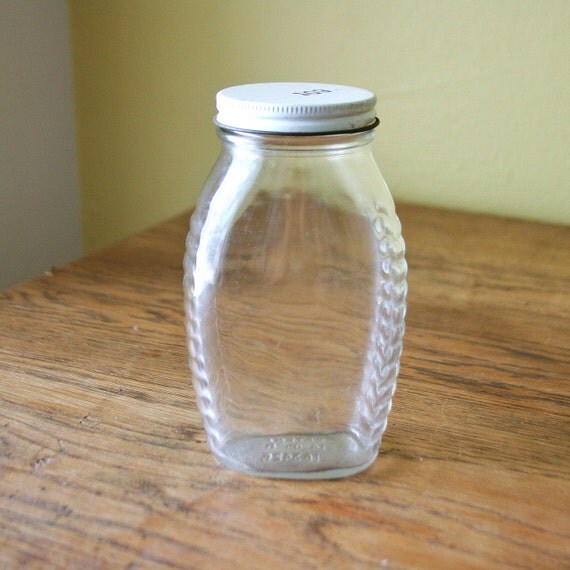 Vintage Glass Beehive Shaped Honey Jar