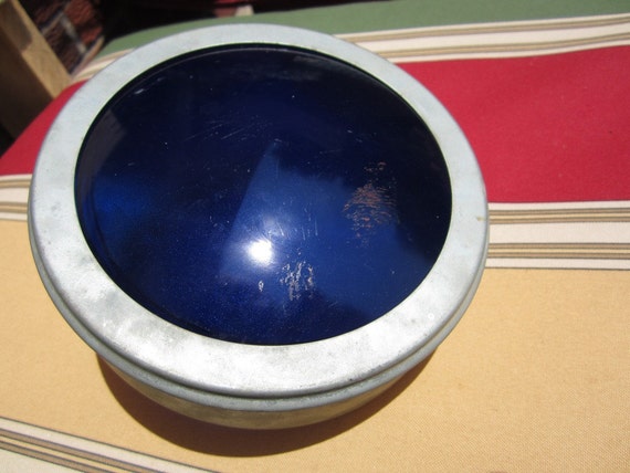 Vintage Blue Glass Round Lens in Metal Housing KOPP