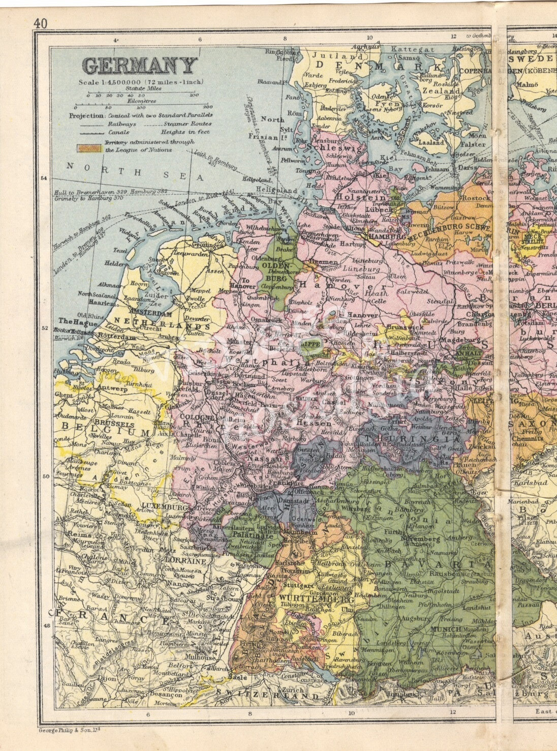 Large 1930s Germany pre WWII map original by theStoryOfVintage