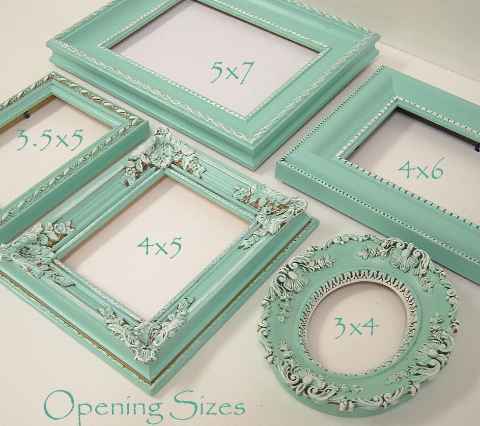 Shabby Chic Frames Pastel Mint Green Picture Frame Set Ornate