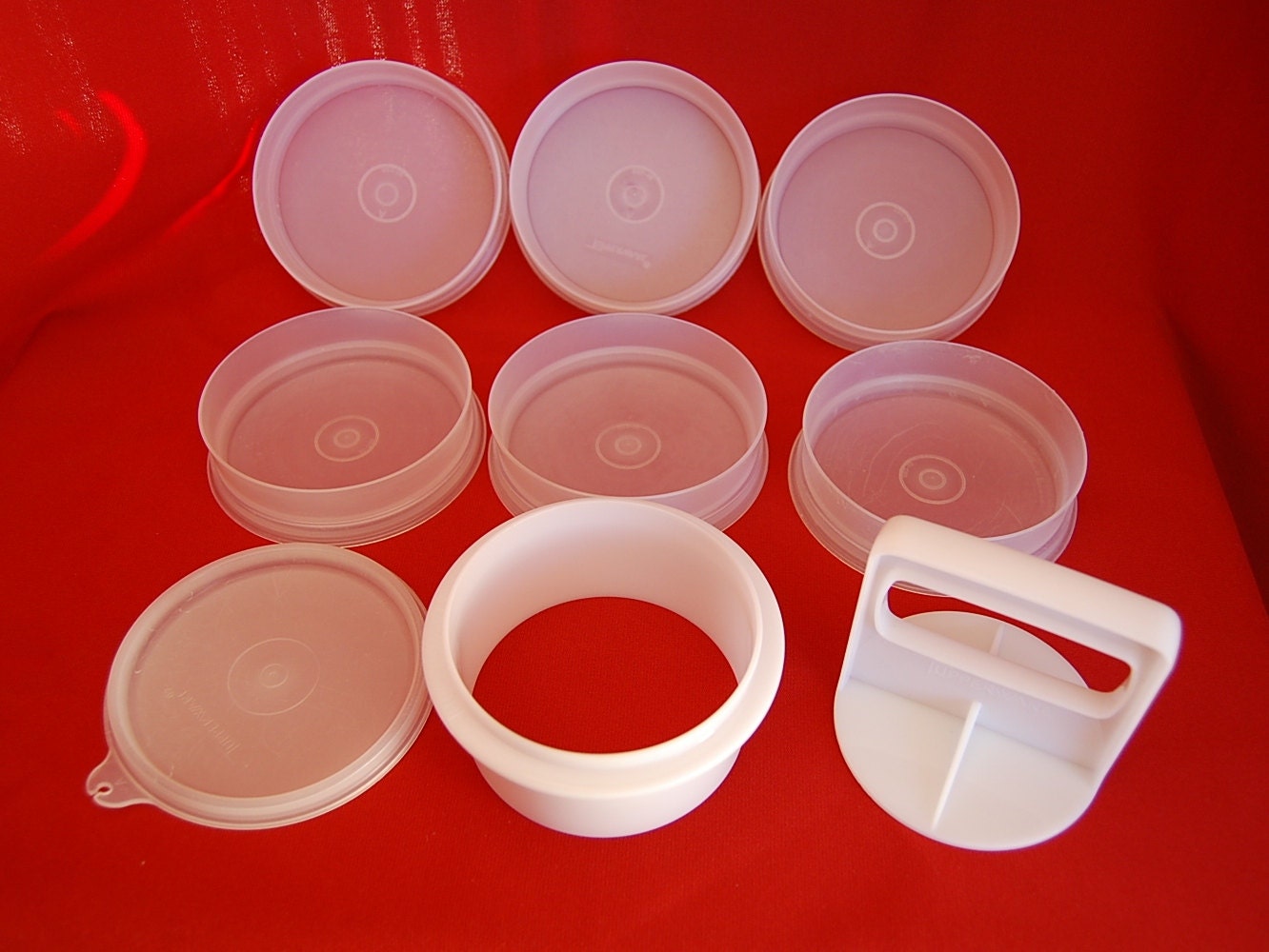 Vintage Tupperware Hamburger Press and Freezer Set Complete