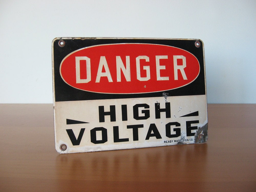 Vintage Danger Sign High Voltage Industrial Factory