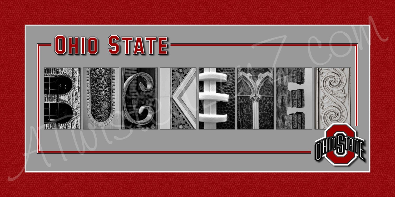 Ohio State University Buckeyes Alphabet Photo Collage
