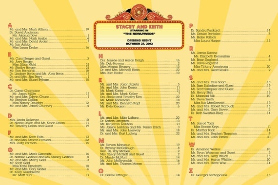 Items similar to Theatre marquee Broadway wedding seating chart board ...