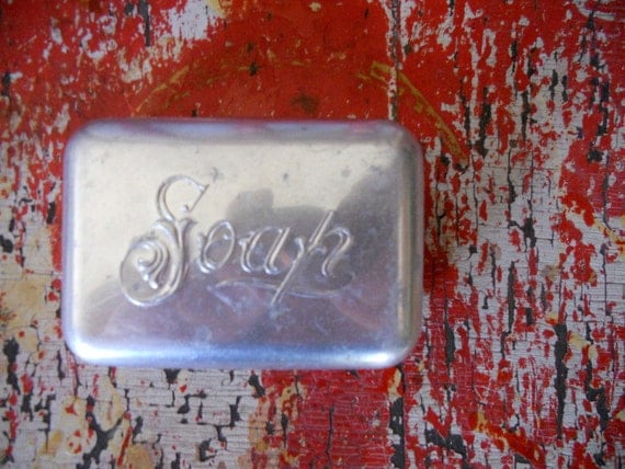 Vintage Metal Soap Box Travel Soap Container Aluminum Metal