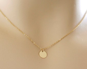 Gold disc necklace | Etsy