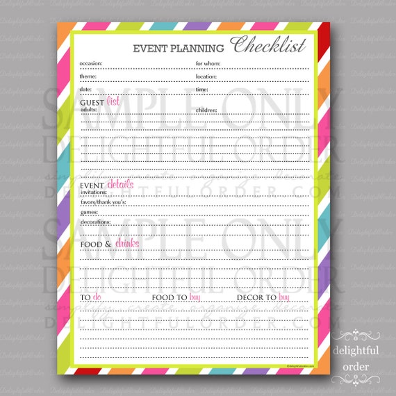 Colorful Event Planning Checklist PDF Printable File