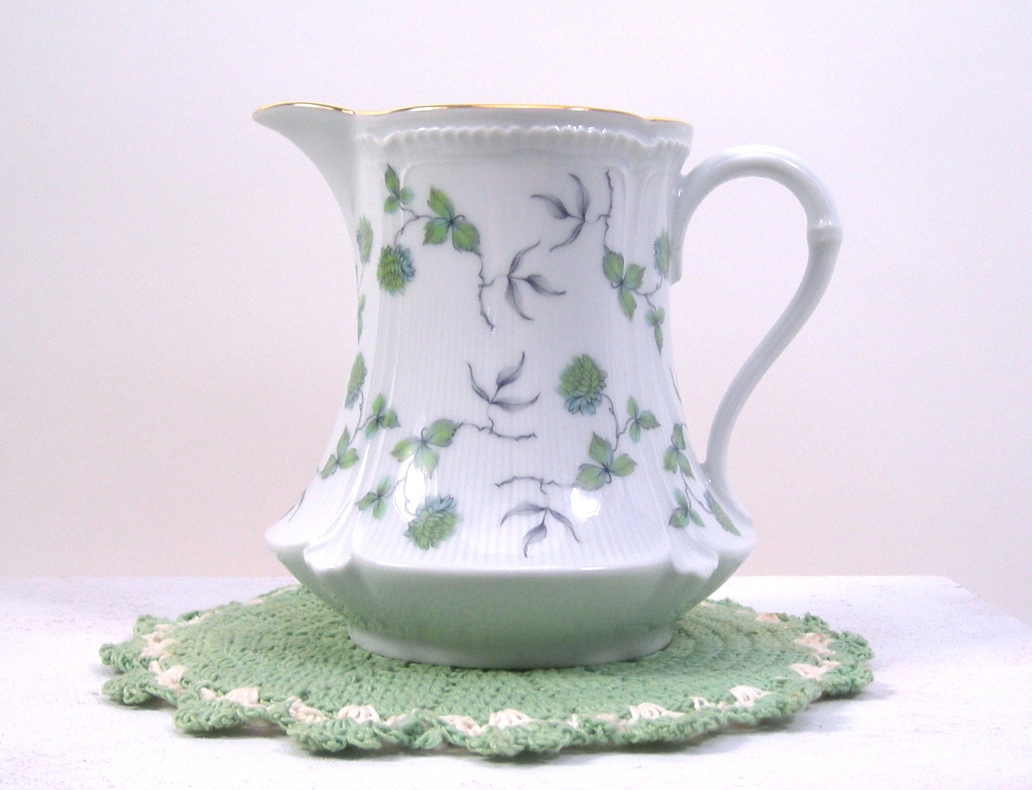 Vintage Royal Limoges Veronese Green White Floral Creamer Pitcher ...