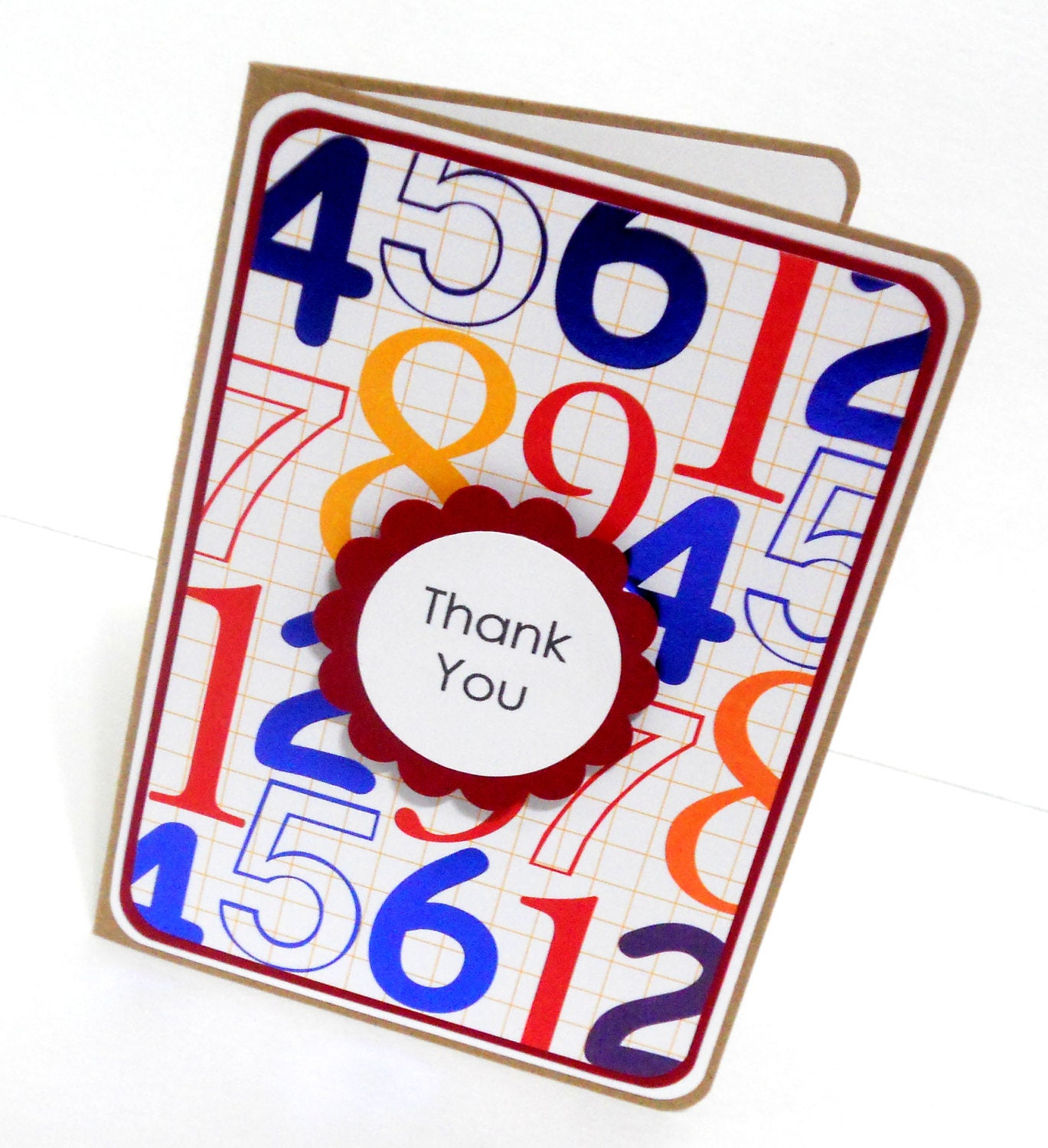 CLEARANCE Numbers: Thank You Card with Matching Embellished
