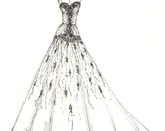 dress sketch by dresssketch on Etsy