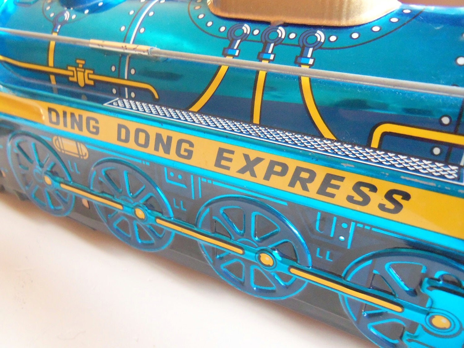 Vintage Ding Dong Express Train Metal Battery by WylieOwlVintage