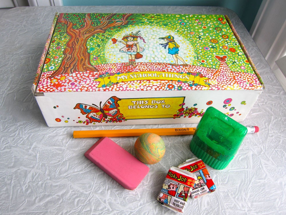 Vintage Pencil Box 1970's Old School by RetroGirlRedux on Etsy