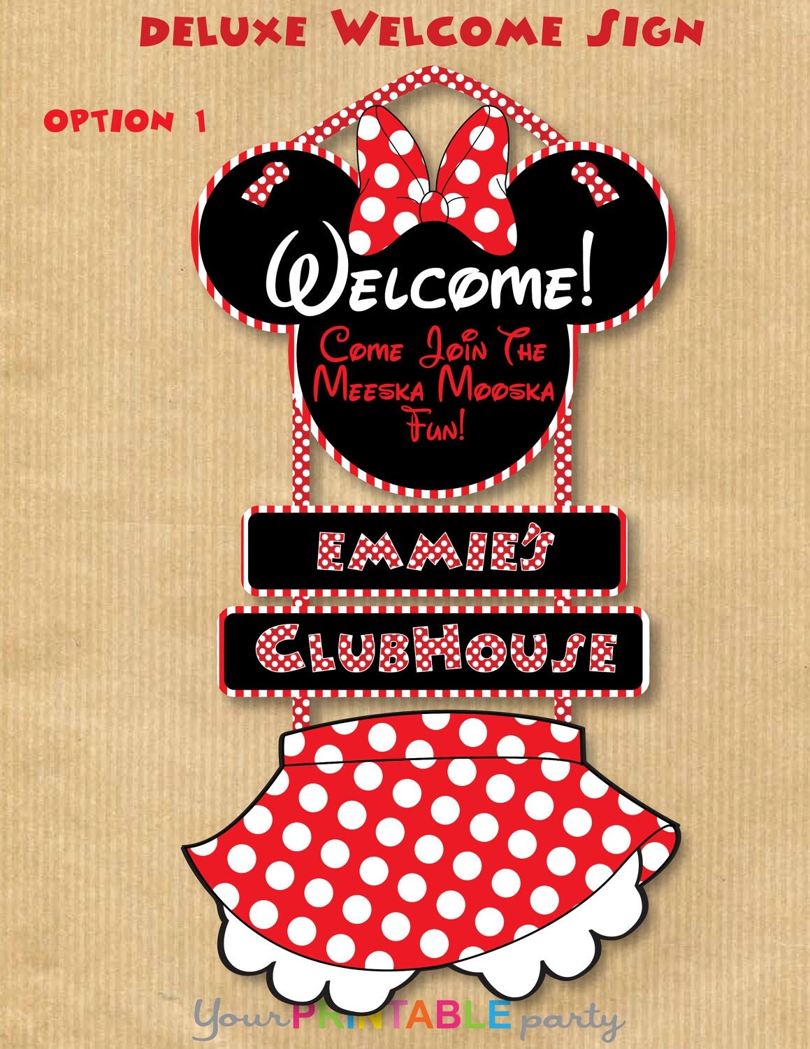 Minnie Mouse inspired DELUXE WELCOME sign PERSONALIZED