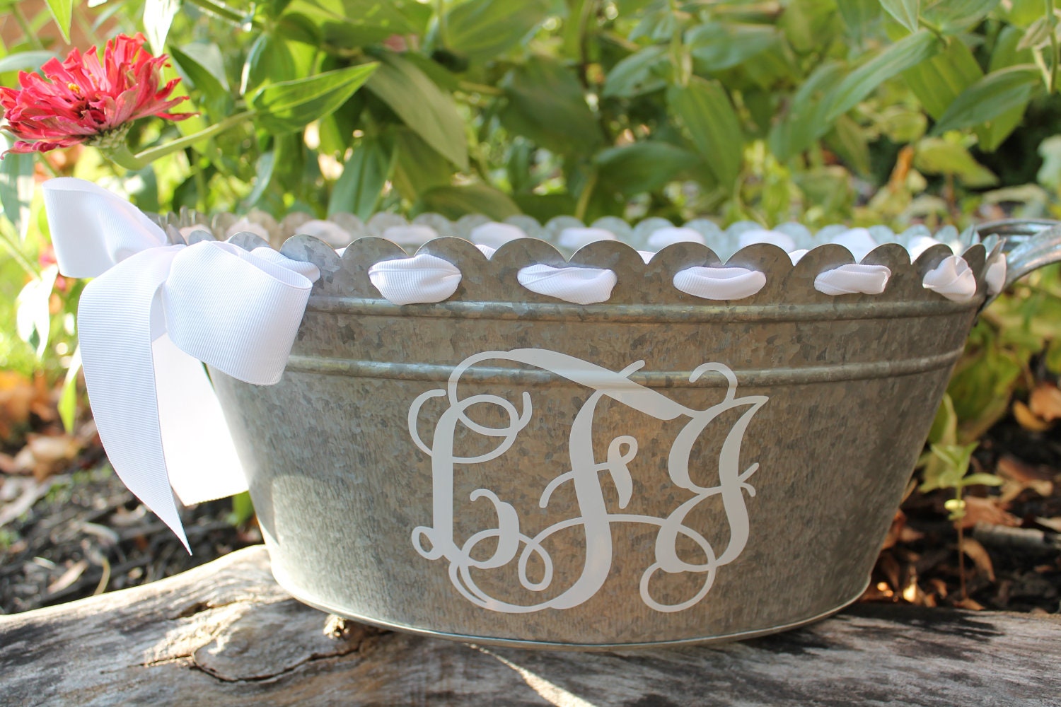 Personalized Scalloped Oval Metal Tub/Ice by StudioFourDesigns