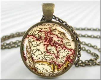 Italy Map Pendant Resin Charm Italy Old Map Necklace Map Of