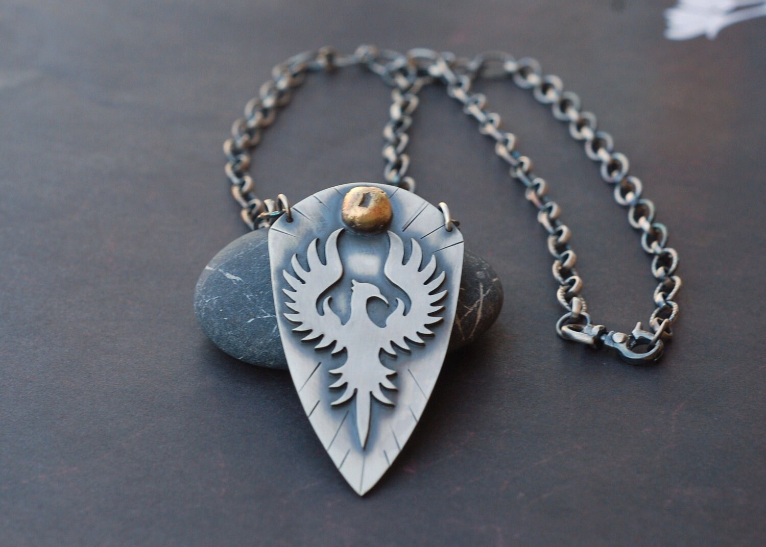 Phoenix Rising. Sterling Phoenix Pendant. Metalwork Phoenix.