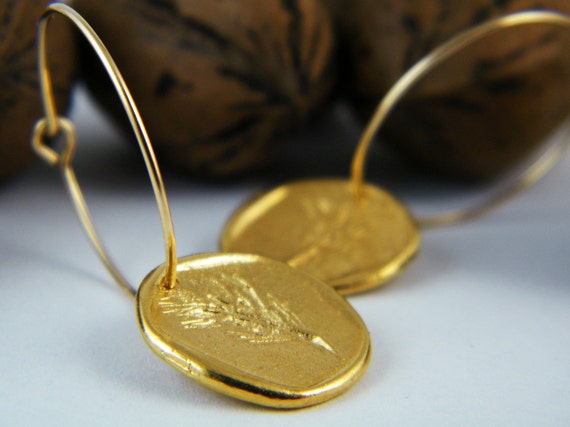 Gold coin earrings hoop earrings gold filled by AyalaVitkon