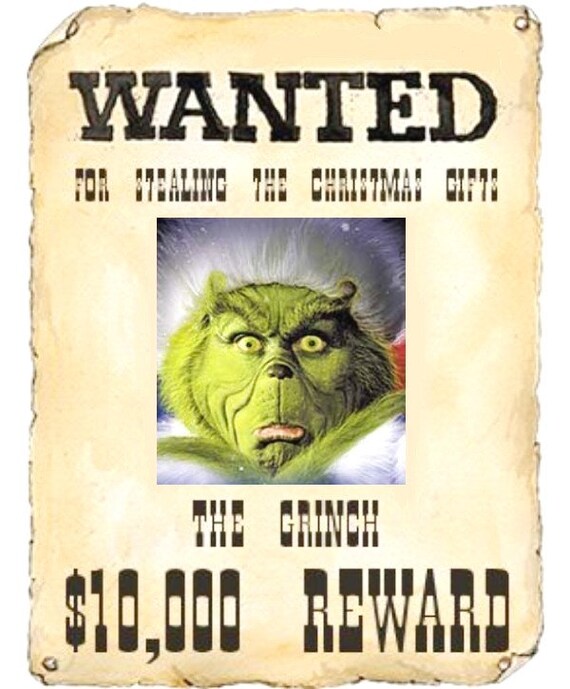 Items similar to How The Grinch Stole Christmas Jim Carrey Mini Wanted ...