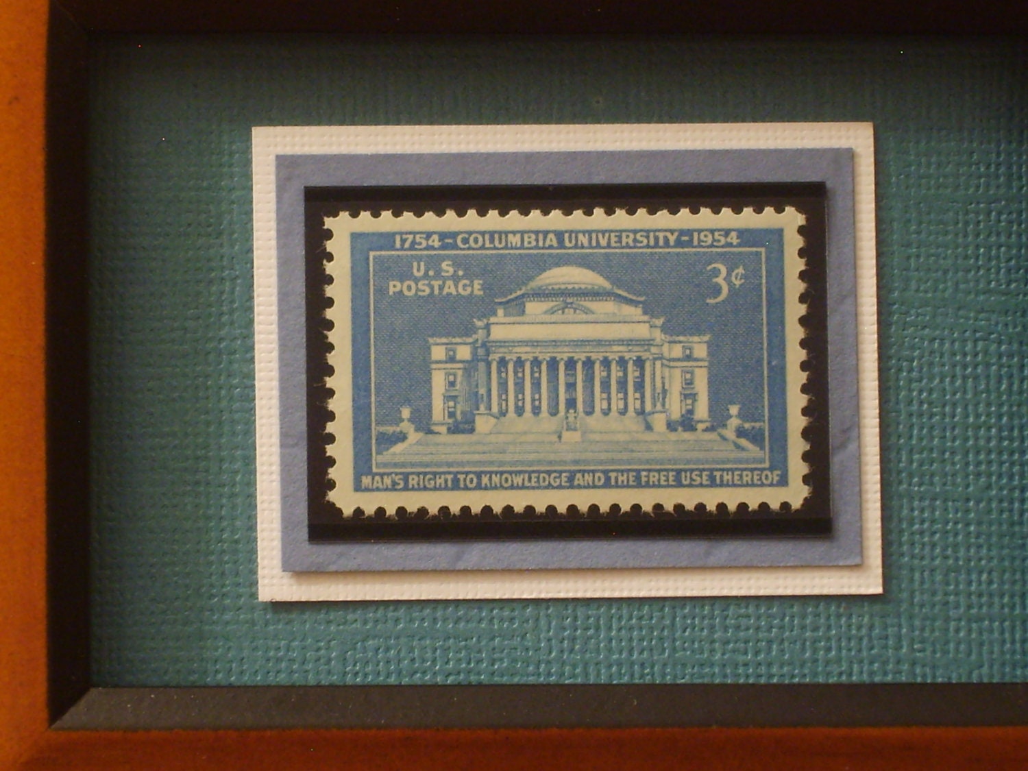 Columbia University Vintage Framed Postage Stamp No.