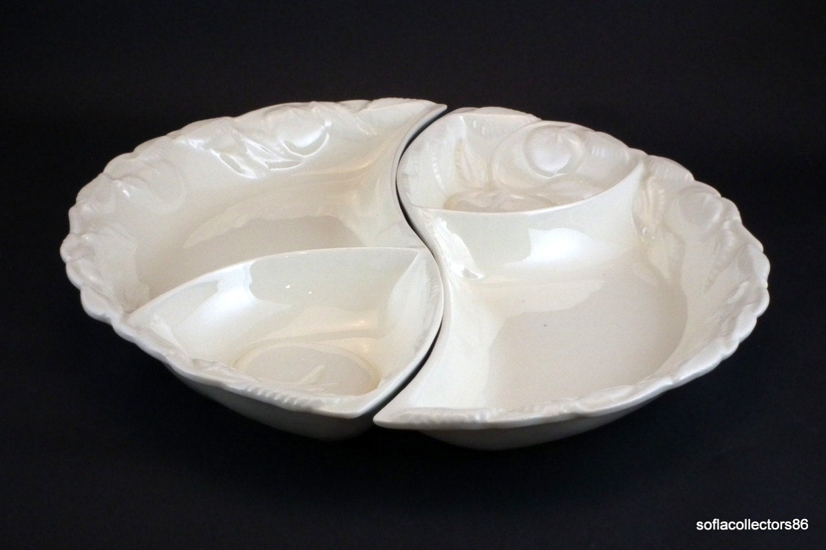 Belmar of California Pottery 406 White Divided Relish Tray or Relish ...