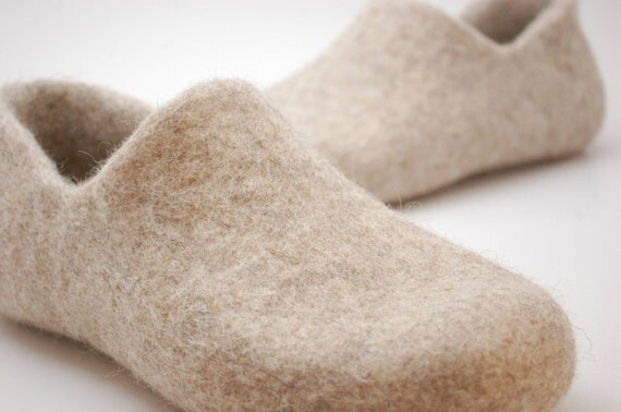 Felted wool clogs just beige organic eco friendly cream