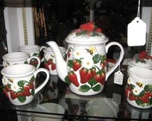 Popular items for strawberry tea set on Etsy