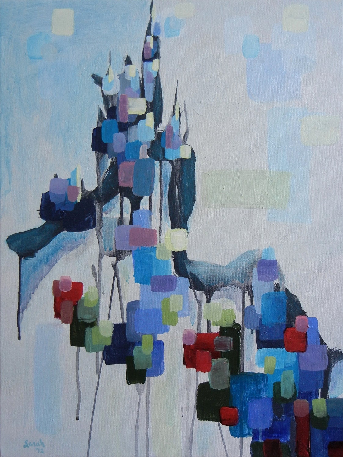 Original Abstract Painting The Castle 18 x 24