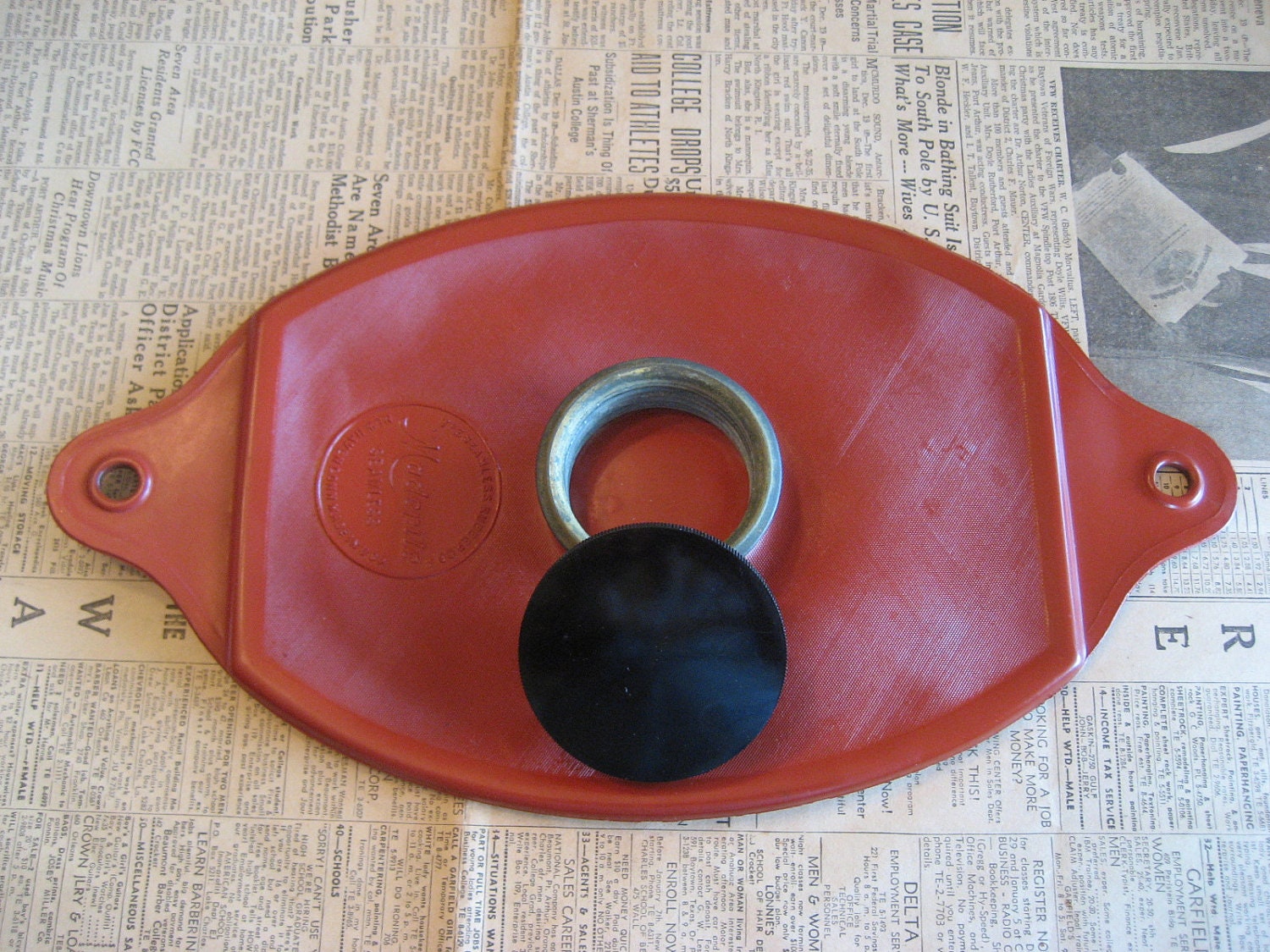 Vintage Rubber Hot Water Bottle / Retro Ice Cap by RedDressHanger