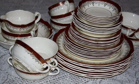 Rare Stetson Queen Anne Pattern China 1930s Vintage 22K Gold